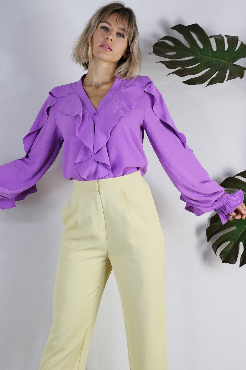 Anita Purple Ruffle Blouse – Smith House Couture